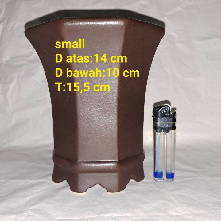 pot keramik persegi delapan tinggi.bonsai cascade small,mame | Lazada ...