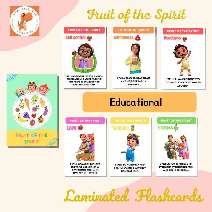fruit of the spirit educational laminated flash cards christian bible ...