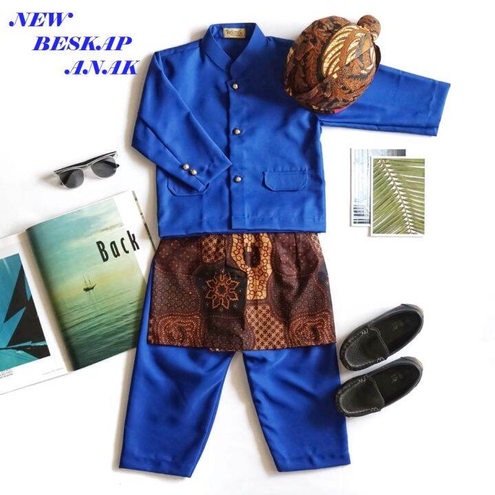 Basofi basopi anak premium biru / Baju adat anak jawa sunda / beskap ...