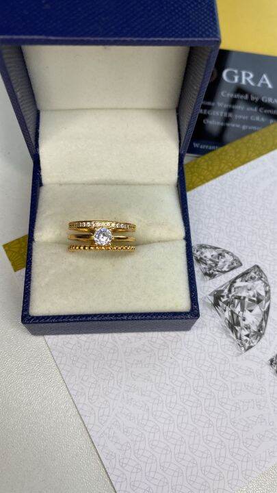 3 in 1 Ring Moissanite Diamond with Certificate in 18K gold coated ...