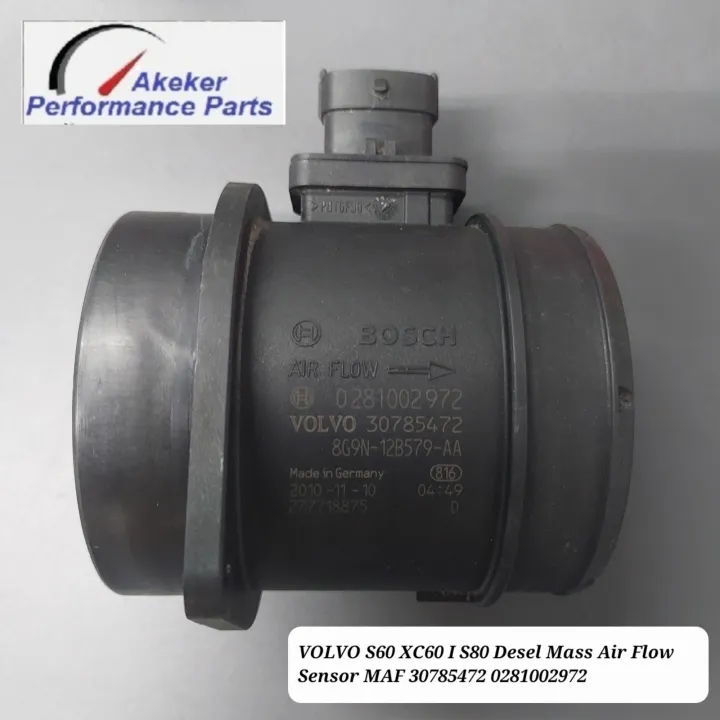VOLVO S60 XC60 I S80 Desel Mass Air Flow Sensor MAF 30785472 0281002972 ...