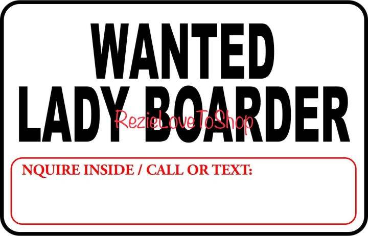 WANTED LADY BOARDER PVC Siganage 7.8x11 inches | Lazada PH