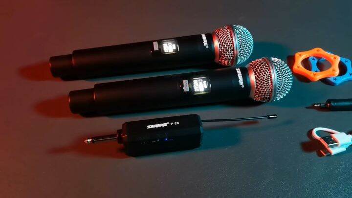 UHF Dual Handheld Microphone Wireless Microphone Adapter Kit Portable ...