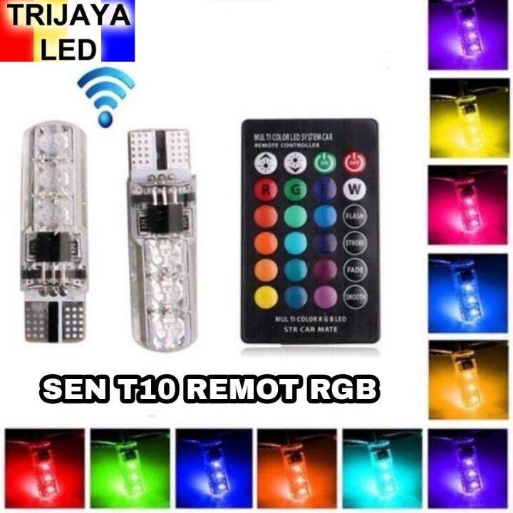 Lampu LED Sen T10 Jelly Remote RGB Strobo 7 Warna Rainbow Remote PnP ...