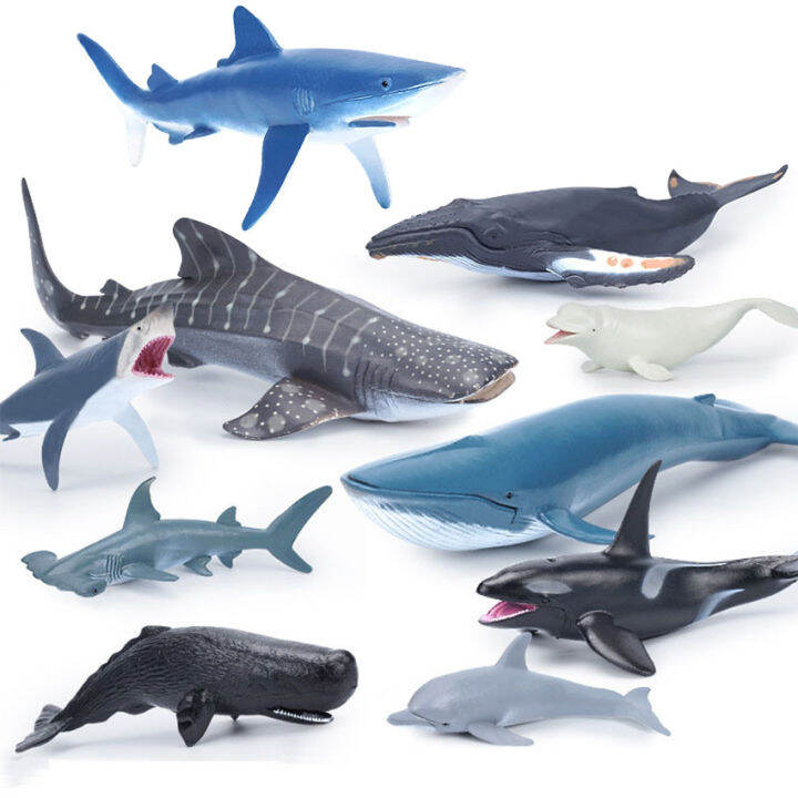 PVC Simulation Sea World Animal Model Whale Shark Toy Oceans Animal Miniature Dolphin Kids Toys ...