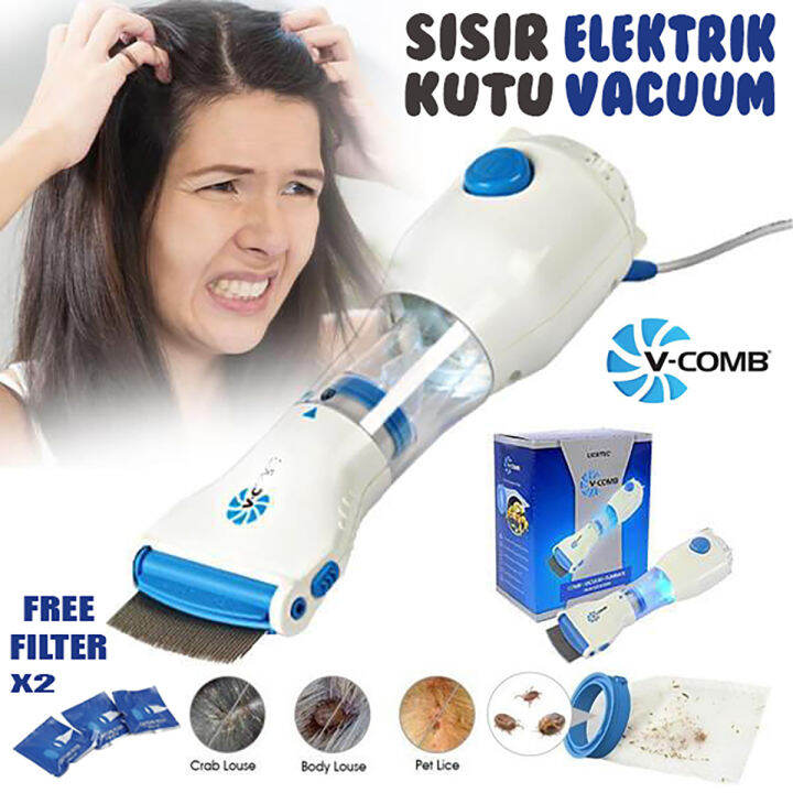 Sisir Kutu Rambut dan Telurnya Anak Elektrik 1 Set Lengkap Vacum V Comb ...