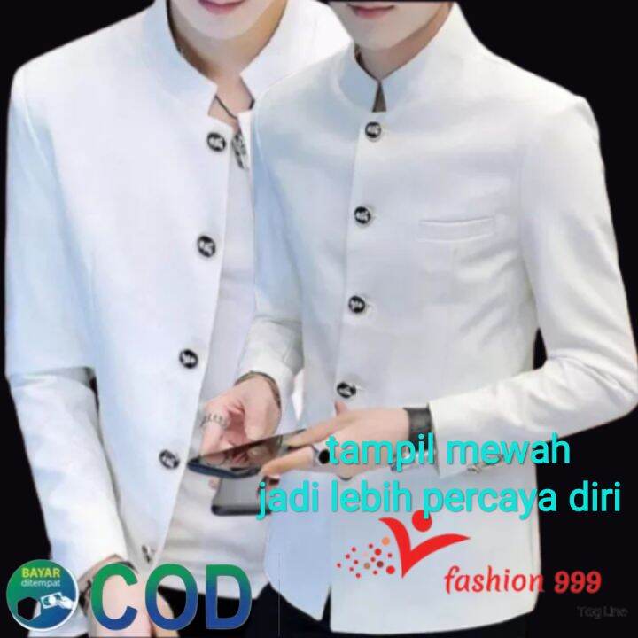 jasko polos hitam putih kerah satu ,jas koko mandarin 👌👌👌 | Lazada ...