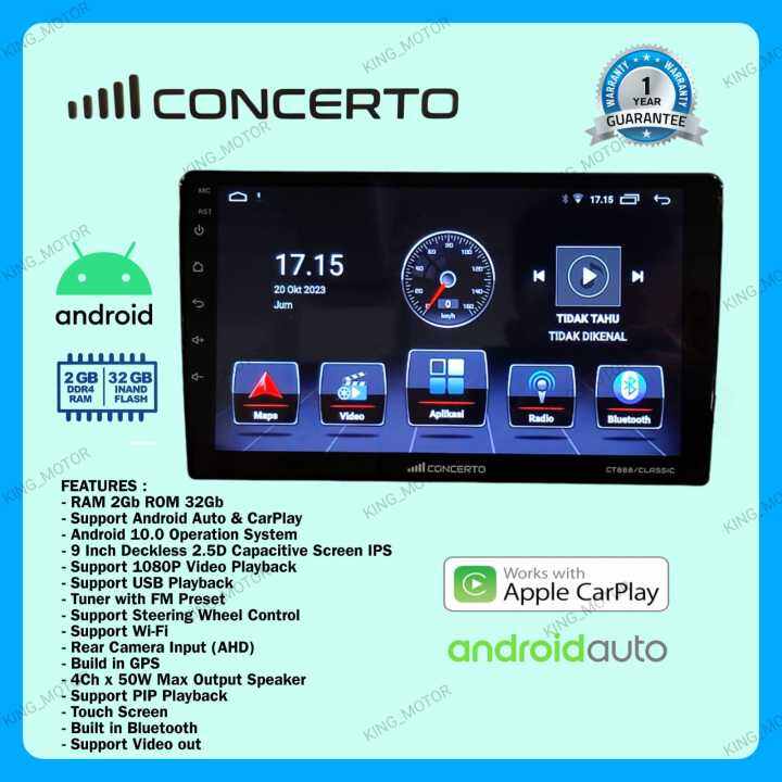 Head Unit Android 9/10 inch CONCERTO Classic Compact CT-888 RAM 2 ROM ...