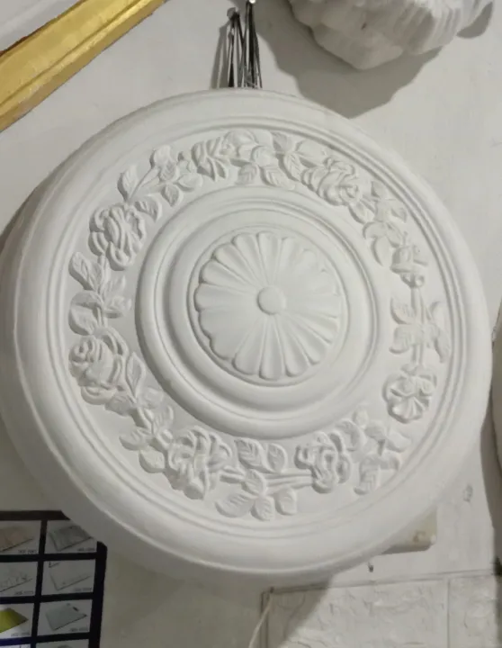 ornamen bunga lampu plafon gypsum motif bulat mawar 30x30 | Lazada ...