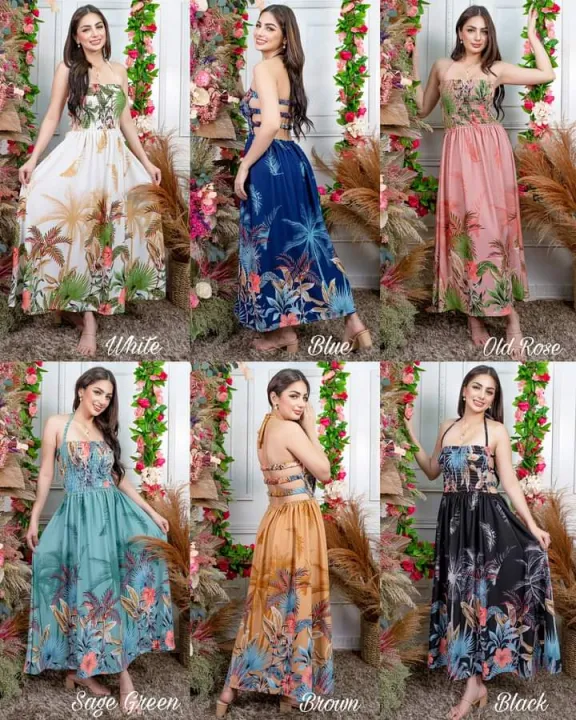 Megan(halter regular size maxi dress💫fit small to large🌞 | Lazada PH