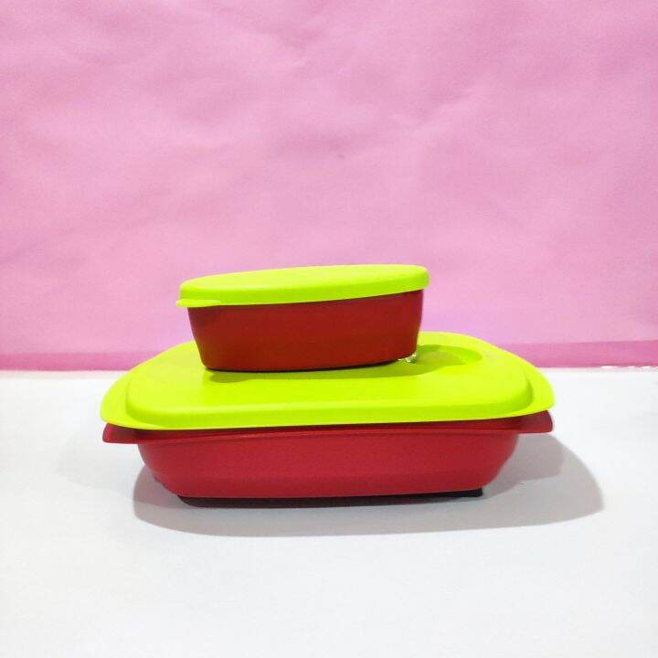 Tupperware Reheatable Divided Lunch Box 850ml Free Small Box | Lazada