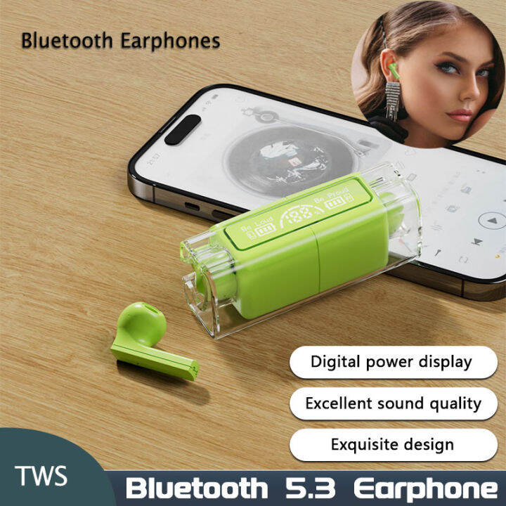 Mini TWS Wireless Earphone Transparent Bluetooth 5.3 Earbuds HIFI ...
