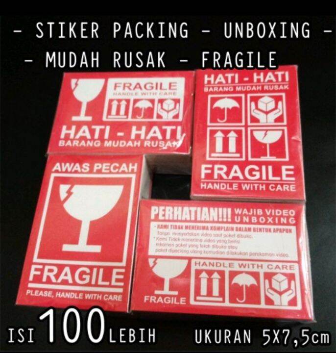 Stiker Fragile unboxing 1pak isi 100pcs lebih | Lazada Indonesia
