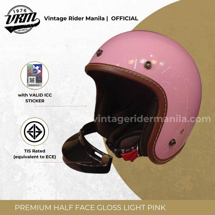 VRM 1976 Premium Gloss Pink Half Face Helmet | Lazada PH