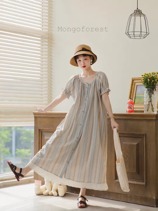 Meng Guo ผลิตเอง/ฤดูร้อนมีสไตล์เย็น/การจับคู่สีสดชื่นสไตล์ฝรั่งเศสสง่า ...