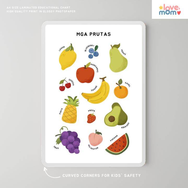 Minimalist Tagalog Fruits Educational Wall Chart Laminated A4 Size ...
