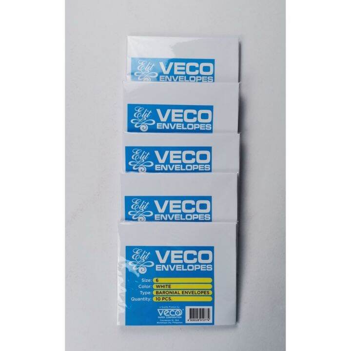 10pcs Elit Veco Baronial Envelope Vellum White 100GSM 5" / 5 1/2" White ...