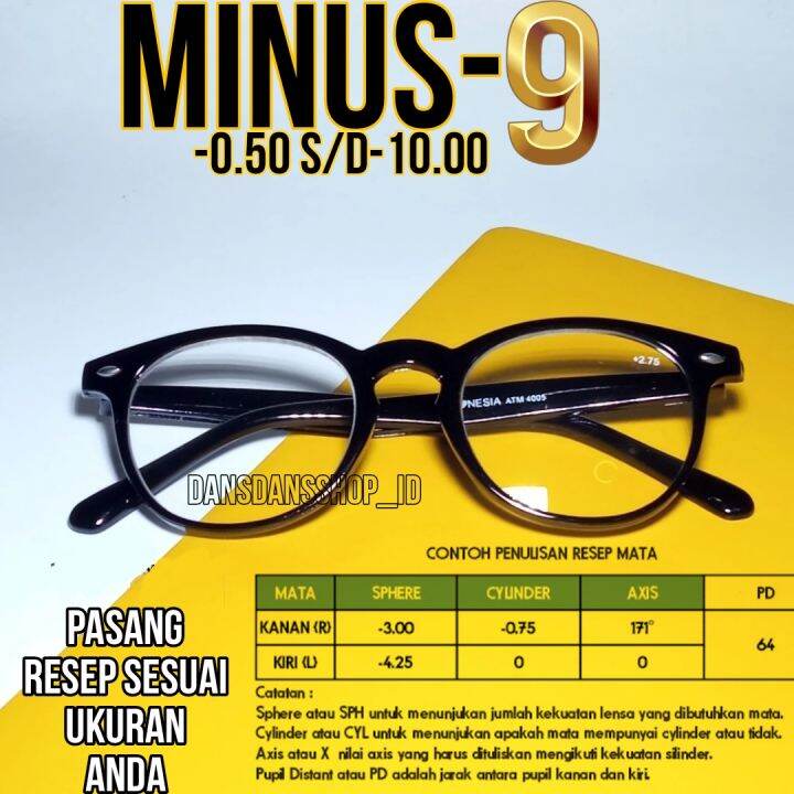 KACAMATA MINUS TINGGI -0.50 S/D -20.00 DAN BISA CASTEM LENSA KANAN KIRI ...