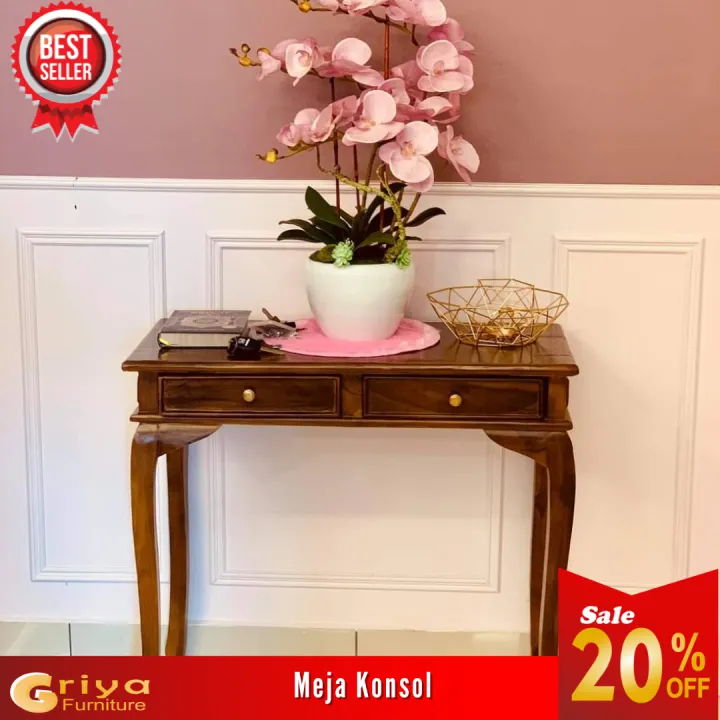 Meja Konsul Kayu Jati 2 Laci Meja Hias Minimalis | Lazada Indonesia