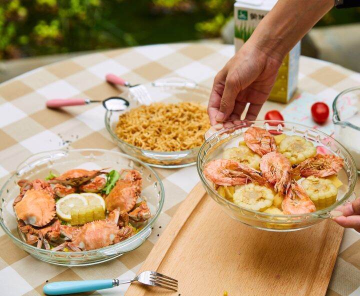Locaupin Round Borosilicate Glass Baking Pan Pie Dinner Main Dish ...