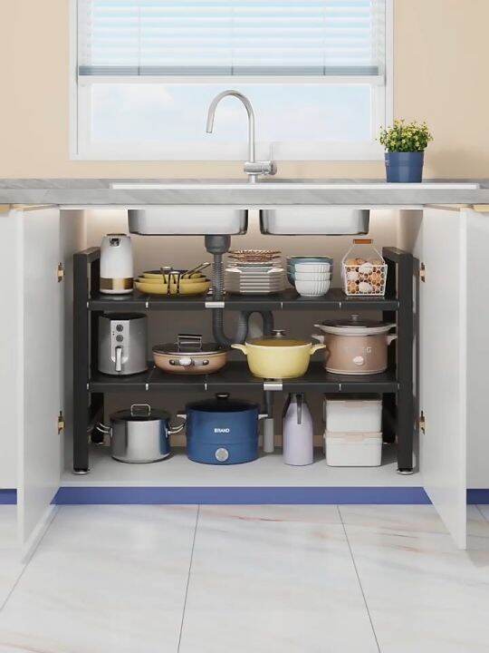 Stainless Steel Storage Rack Under Kitchen Sink Retractable Storage ...