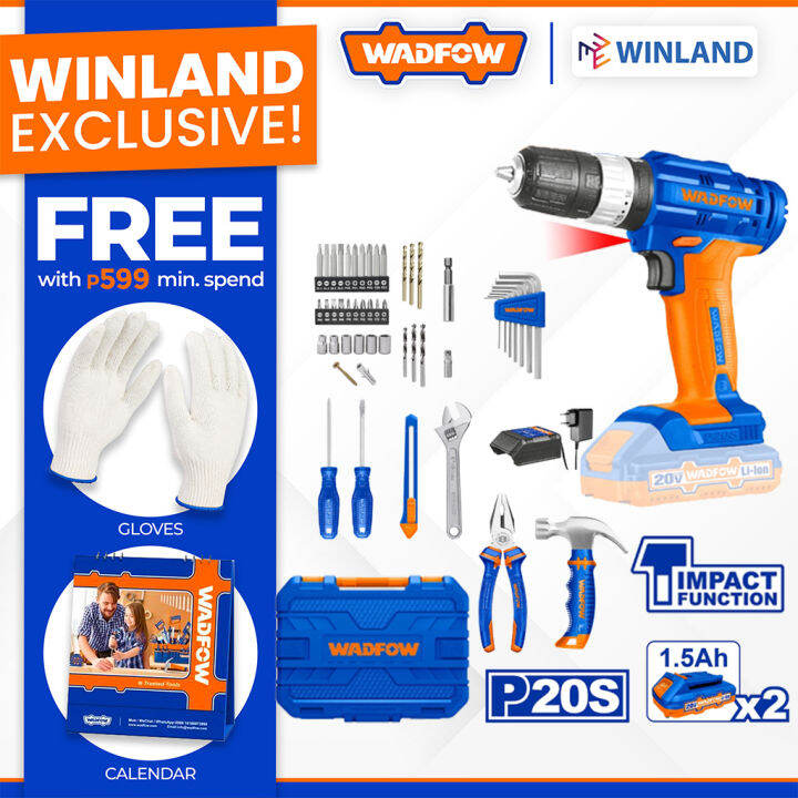 WADFOW by Winland 91pcs Tools Set including Lithium-ion Impact Hammer ...