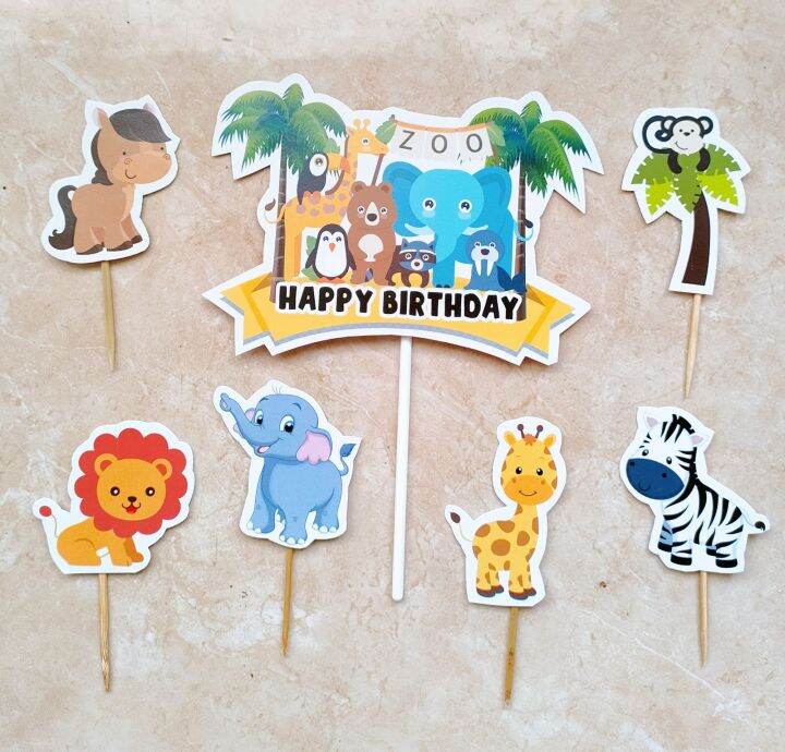 topper toper hiasan kue cake ulang tahun happy birthday karakter animal ...