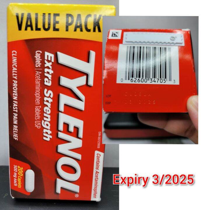 Tylenol Extra Strength 500mg Caplets/eZ Tabs 200tabs/150tabs Imported ...