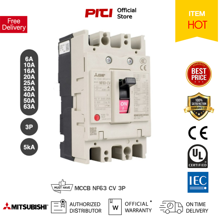 Mitsubishi NF63 CV 3P Molded Case Circuit Breaker (MCCB) เบรกเกอร์ มิตซูบิชิ | Lazada.co.th
