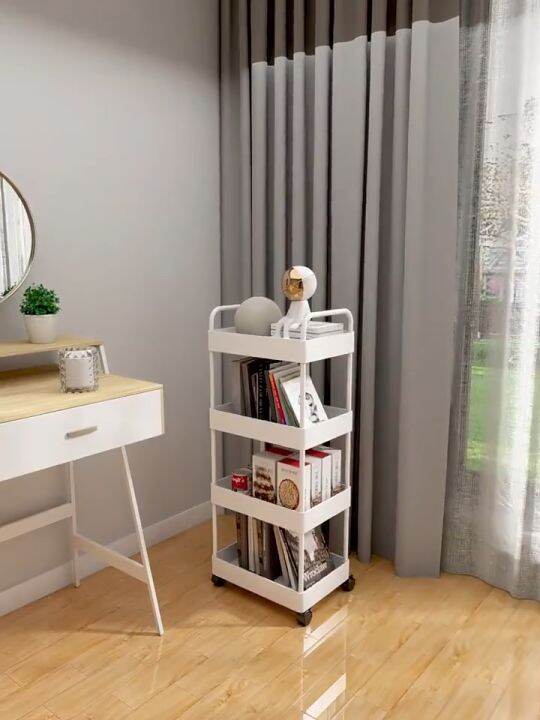 Trolley Cart Shelf 3/4/5 Tier Moving Rack Kitchen Storage Shelf ...