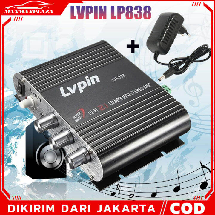 ( Dikirim Dari Jakarta ) LVPIN Mini HiFi Stereo Amplifier Treble Bass Booster 12V 20W- LP-838 ...