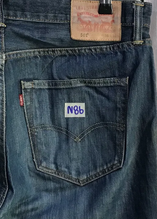 Levi’s 501(ป้ายหนัง)(มือ2แท้💯%)(รหัสN86)เอวป้าย36” เอววัดจริง36” MADE IN EGYPT ยาวทั้งตัว42” ยาว ...