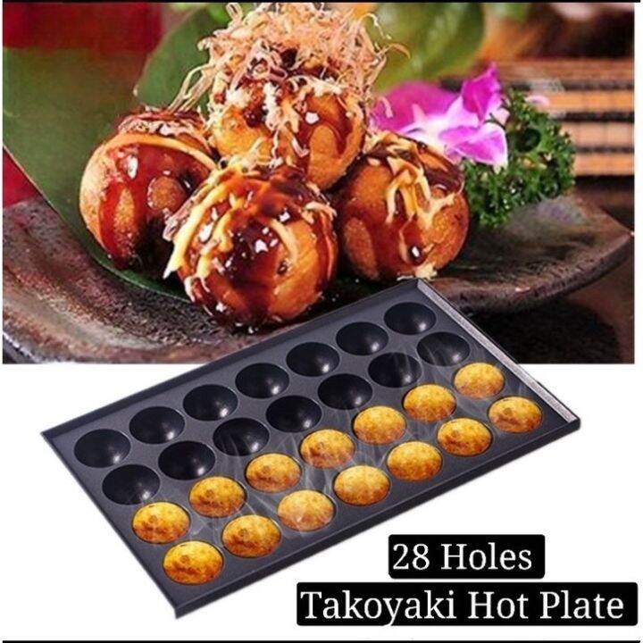 28 HOLES 4CM TAKOYAKI HOT PLATE NON STICK COOK IN HOME TAKOYAKI GAS ...