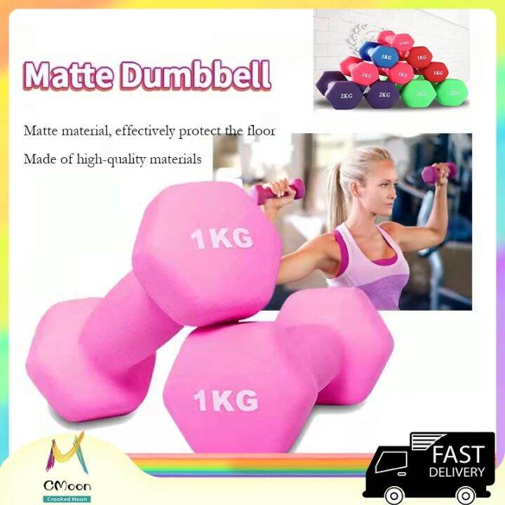 【COD】1PC 1/2/3/4/5/6KG Hexagon Neoprene Coated Dumbbell Deluxe Vinyl Coated Hand Weights All ...