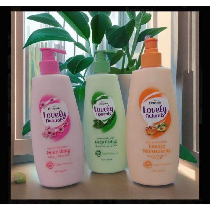 Emeron Lovely Naturals Handbody Lotion 400 Ml Hijau Deep Caring Pink Nourishing Intense ...
