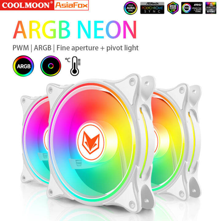 COOLMOON Cooling Fan Radiator 5V 3 Pin ARGB Case Chassis Fans 12V 4 Pin ...