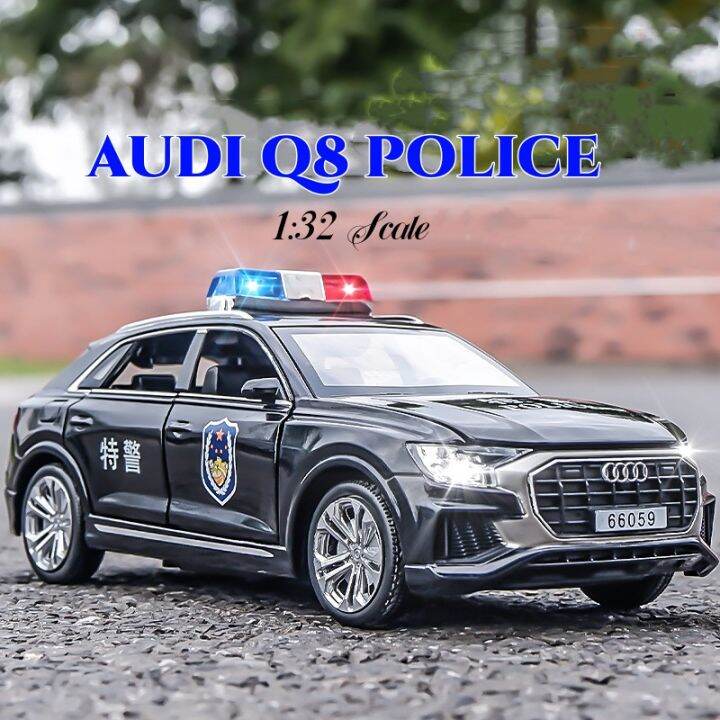 【MagicT】1:32 Scale Audi Q8รถตำรวจสังกะสีโมเดลรถอัลลอย Light และเสียง ...