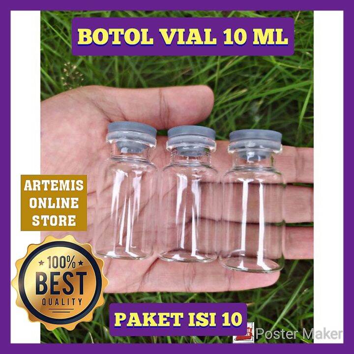 BOTOL VIAL 10ML ISI 10pcs / Botol Vial 10ml Tutup Ruber / Botol Vial ...