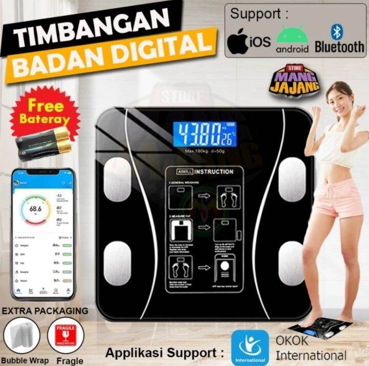 Timbangan badan digital dengan Bluetooth dan Electronic Smart scale ...