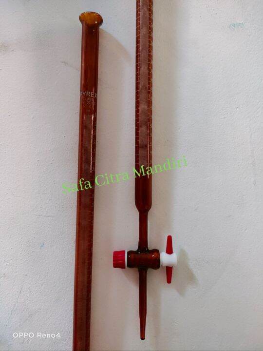 Buret Amber 50ml Kran Teflon / Buret Coklat 50ml Kran Teflon Pyrex ...