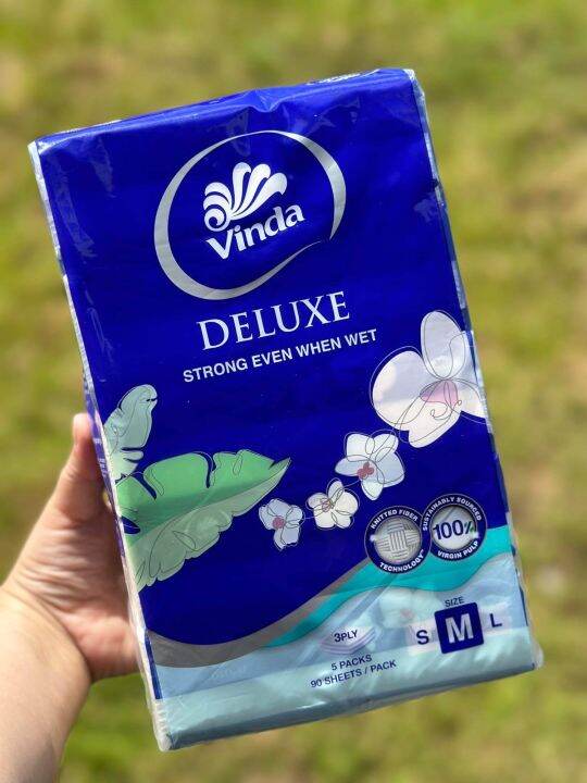 Vinda Deluxe Soft Pack Facial Tissue Medium 3-ply (90s x 5) | Lazada