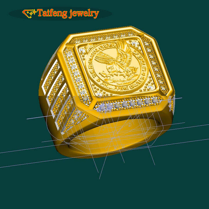TFOE(PE) Kuya/ATE Ring with Little Shine Bright Gemstones , Gold Plated ...