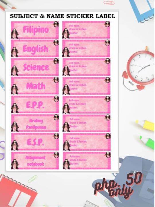 subject and name sticker personalize | Lazada PH