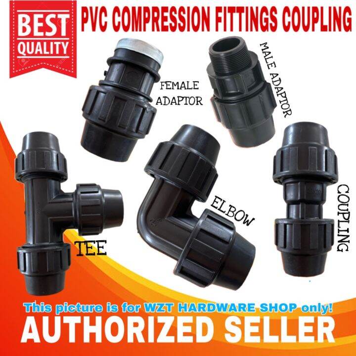PVC PE COMPRESSION FITTINGS COUPLING ( ELBOW , TEE , COUPLING, FEMALE ADAPTOR, MALE ADAPTOR ...