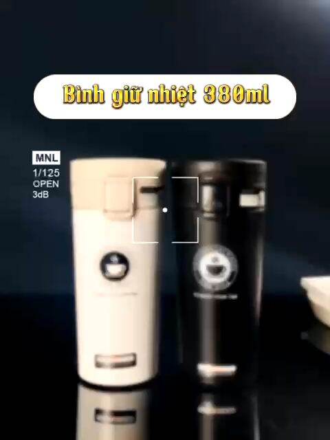 (tăng 4 sticker dán ) Bình giữ nhiệt hàn quốc inox 304 nắp khóa bật 380ml loại xịn - binh giư ...