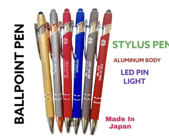 JAPANESE BALLPOINT PEN/ STYLUS, ALUMINUM BODY, LED PIN LIGHT ( 1PC ...