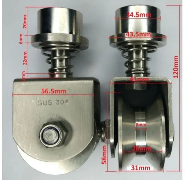 Stainless Swivel Roller Wheel 360° Rotational Gate 58mm-UV with Spring ...