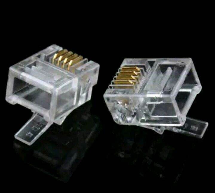 Jack Konektor Telepon Telpon RJ11 Connector RJ-11 Telephone 4 Pin 4in1 ...