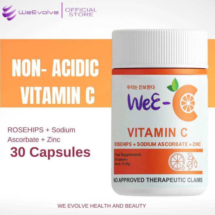 Wee-C Non-Acidic Vitamin C Capsule (Sodium Ascorbate + Rosehip Zinc) 30 ...