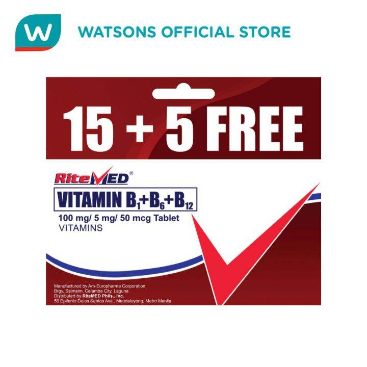 RITEMED Vitamin B1 B6 B12 Tablet 15 Plus 5 | Lazada PH